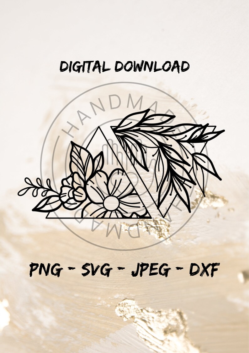 Plotter File Flower Triangle SVG JPG PNG Digital Download Hand-drawn ...