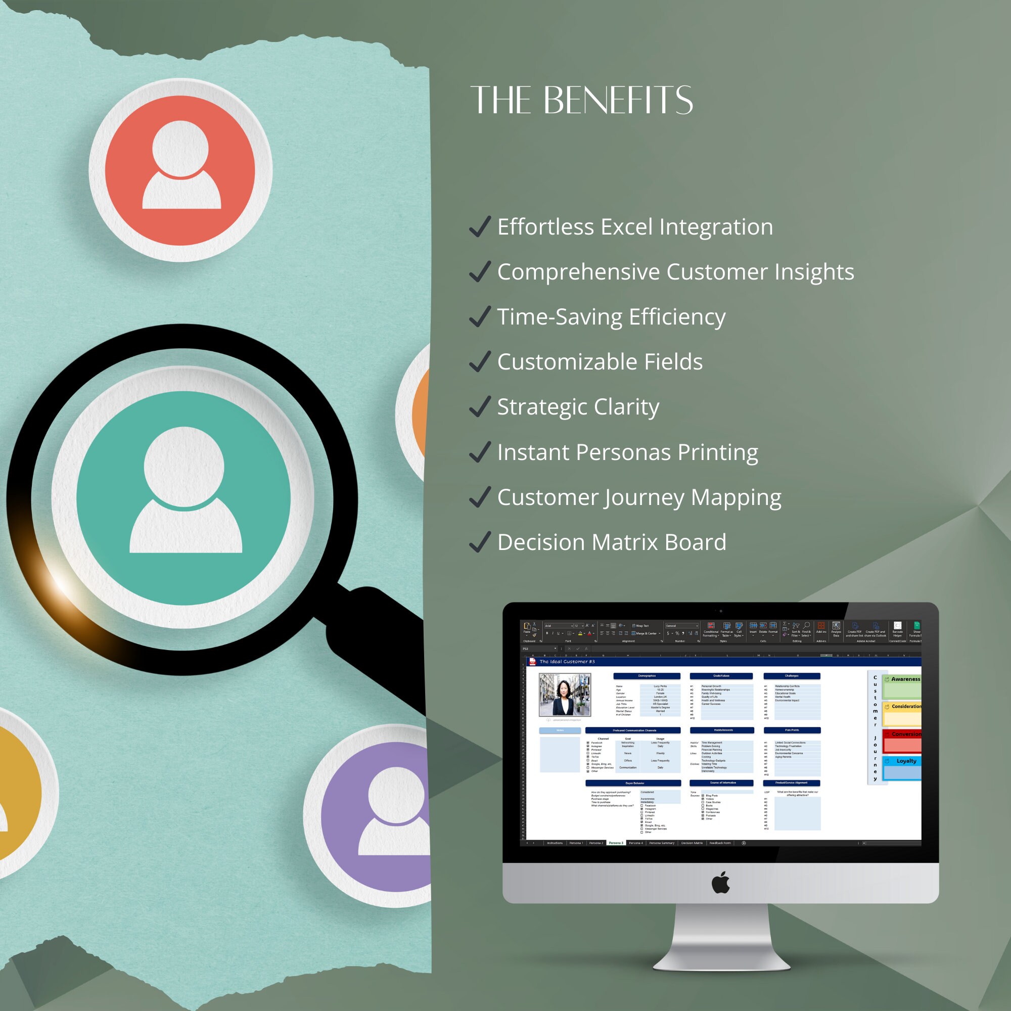 Customer Avatar Template, Buyer Personas Builder in Excel, Client ...