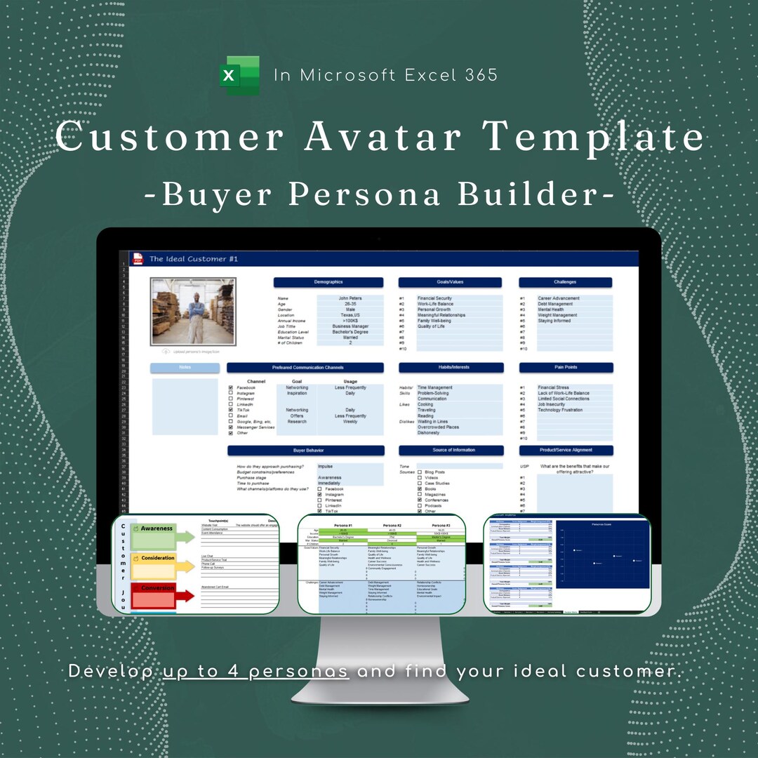 Excel Customer Avatar Template, Buyer Persona Builder in Excel 365 ...