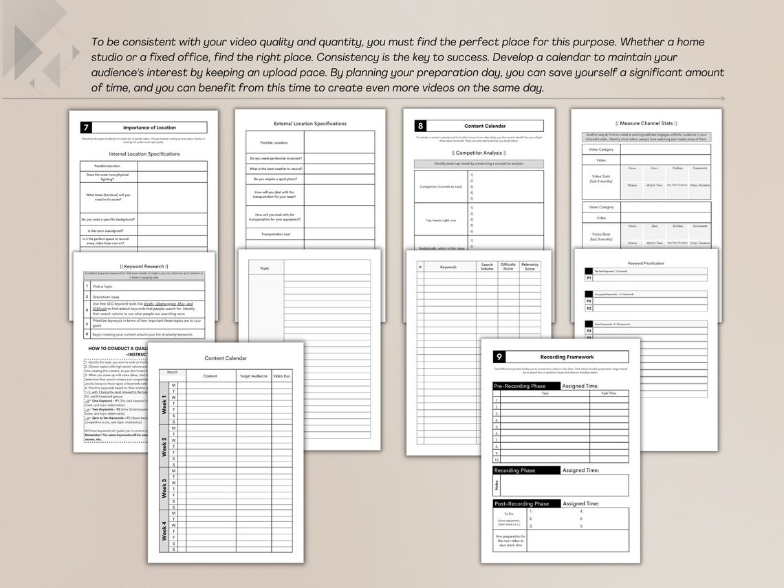 Youtube Planner and Youtube Thumbnail Templates Downloadable - Etsy