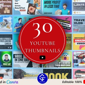 30 Youtube Thumbnail Templates Lead Magnet Youtube Intro - Etsy