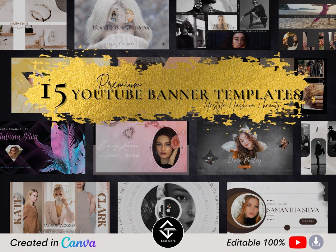 15 Youtube Banner Templates, Fashion & Beauty Channel Art, Engaging ...