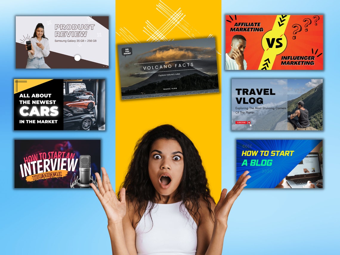 30 Youtube Thumbnail Templates, Lead Magnet, Youtube Intro, Editable ...