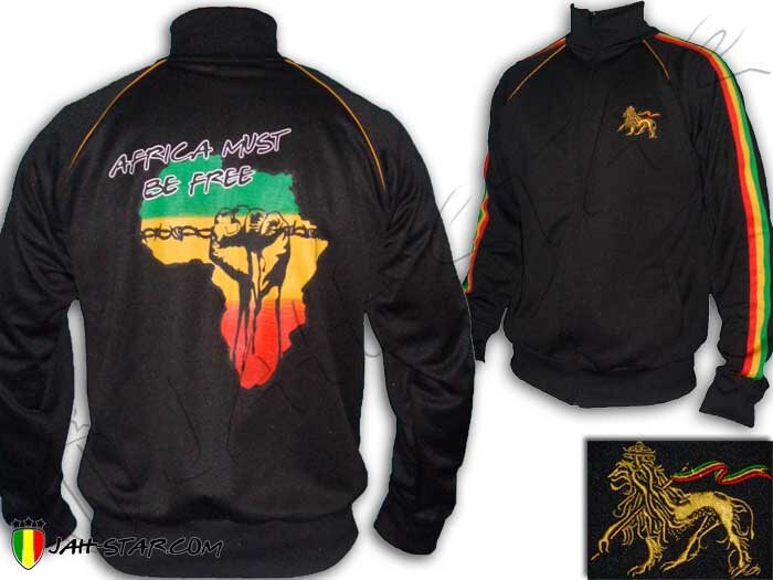 Rasta Tracksuit Jacket Reggae Africa Raised Fist Must Be Free Freedom ...