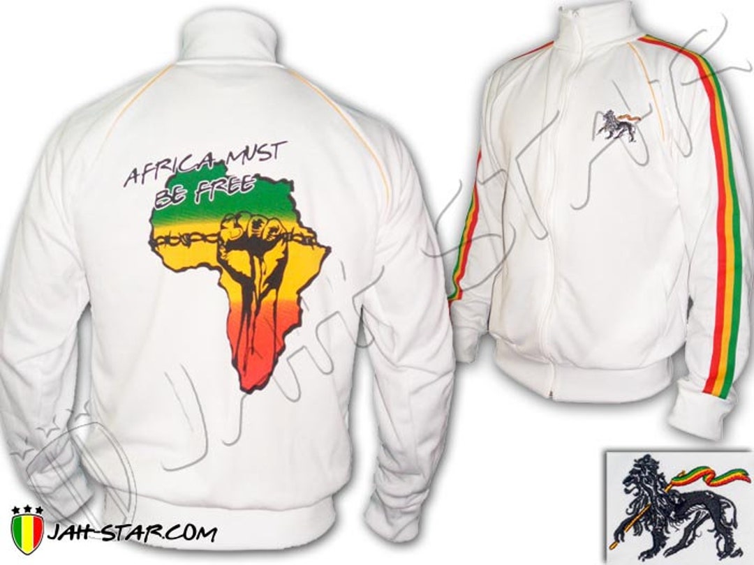 Rasta Tracksuit Jacket Reggae Africa Raised Fist Must Be Free Freedom ...