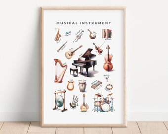 Musical Instruments Poster Printable Wall Art Digital, Montessori ...
