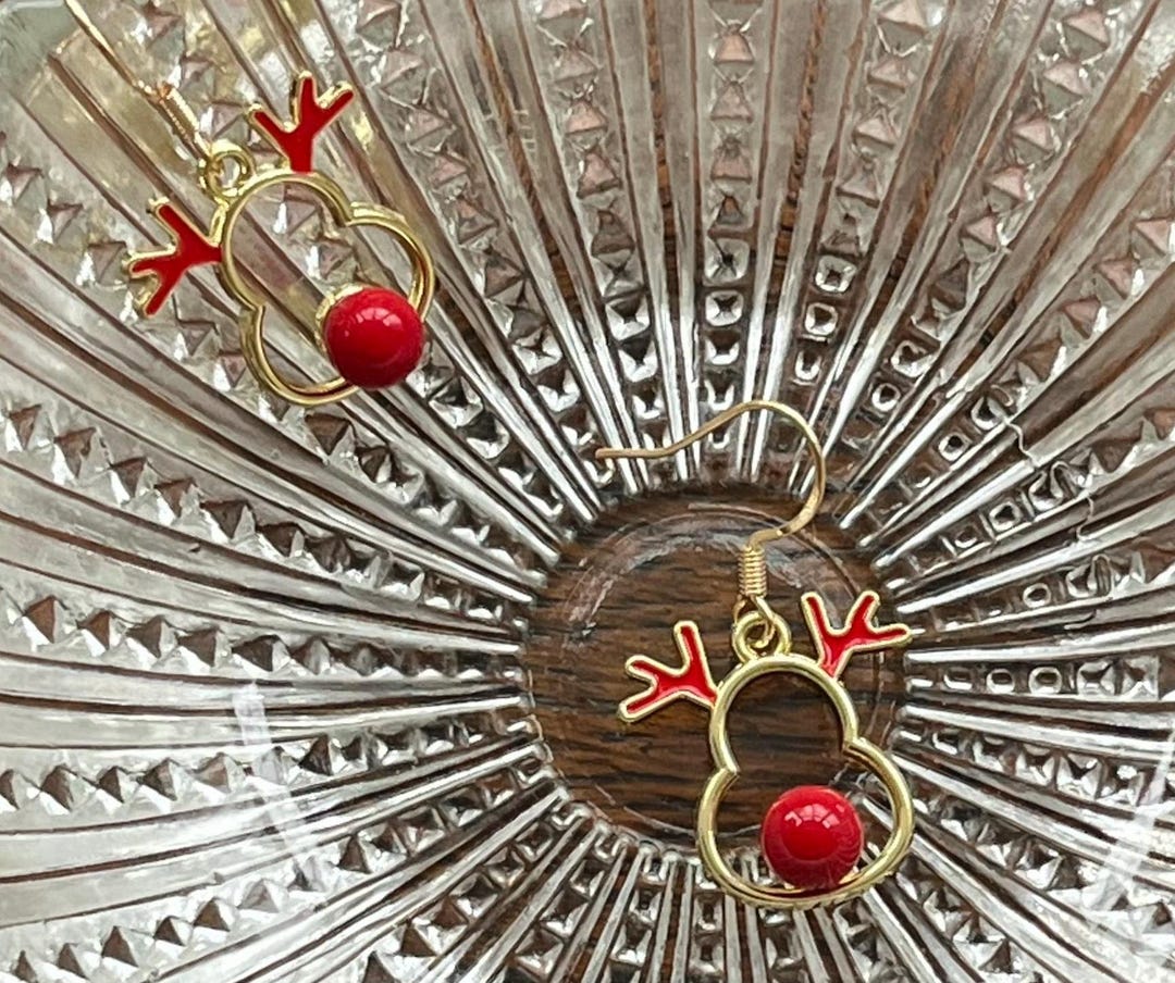 Christmas Rudolph Earrings , Red Nose Drops, Secret Santa, Gift for ...