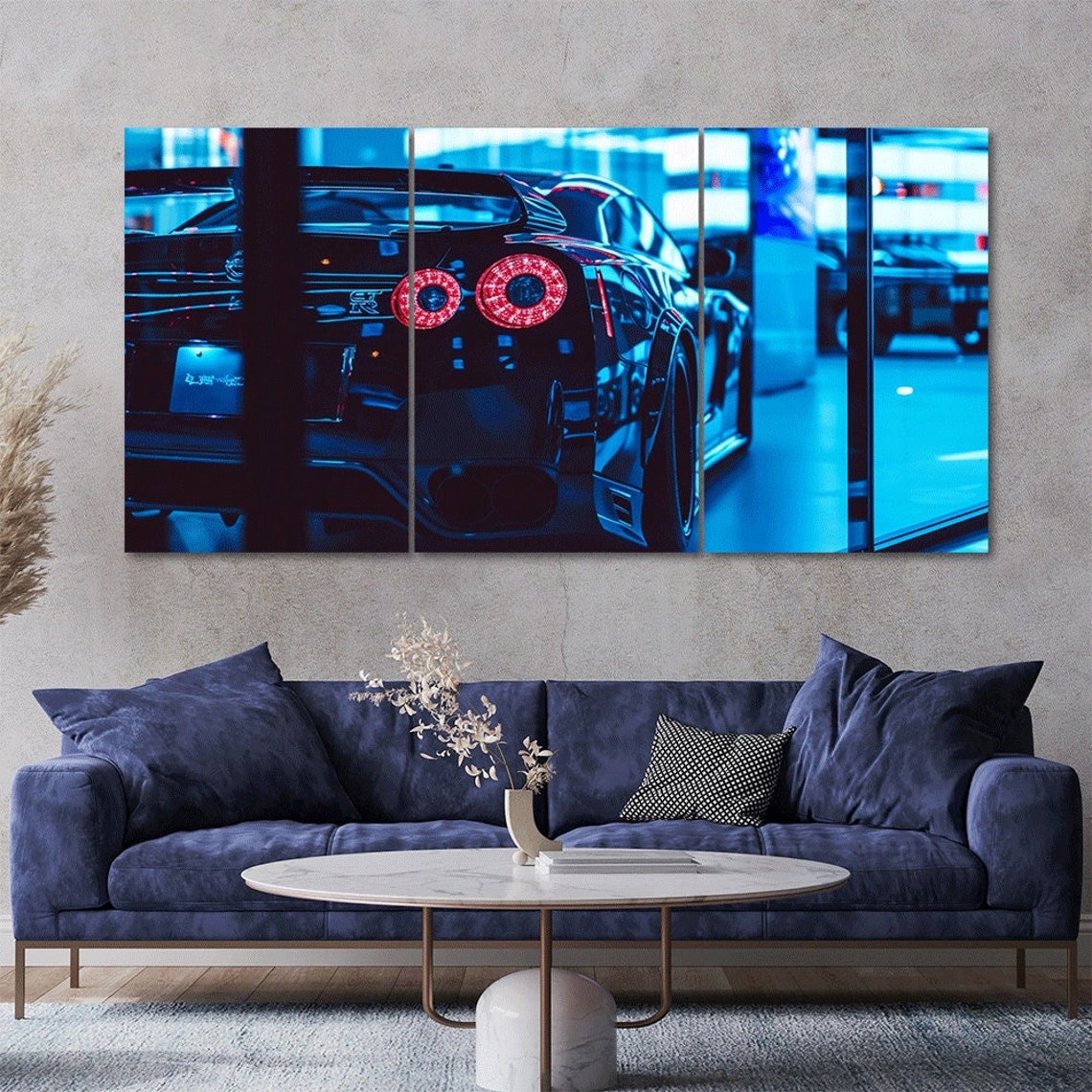 Super Car Nissan Skyline Showroom Scene 3 Piece Canvas Wall Art Framed ...