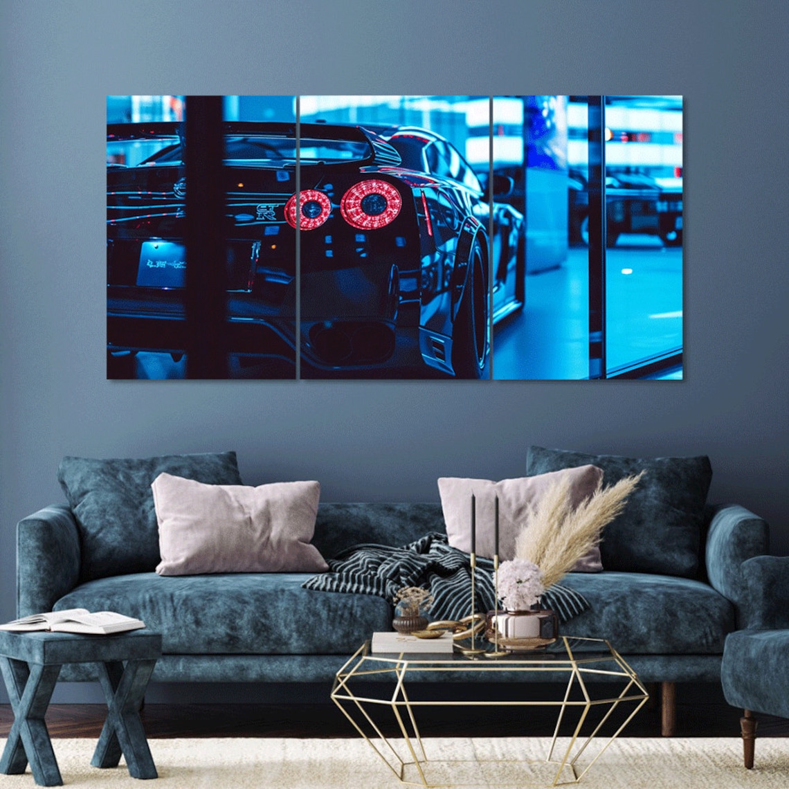 Super Car Nissan Skyline Showroom Scene 3 Piece Canvas Wall Art Framed ...