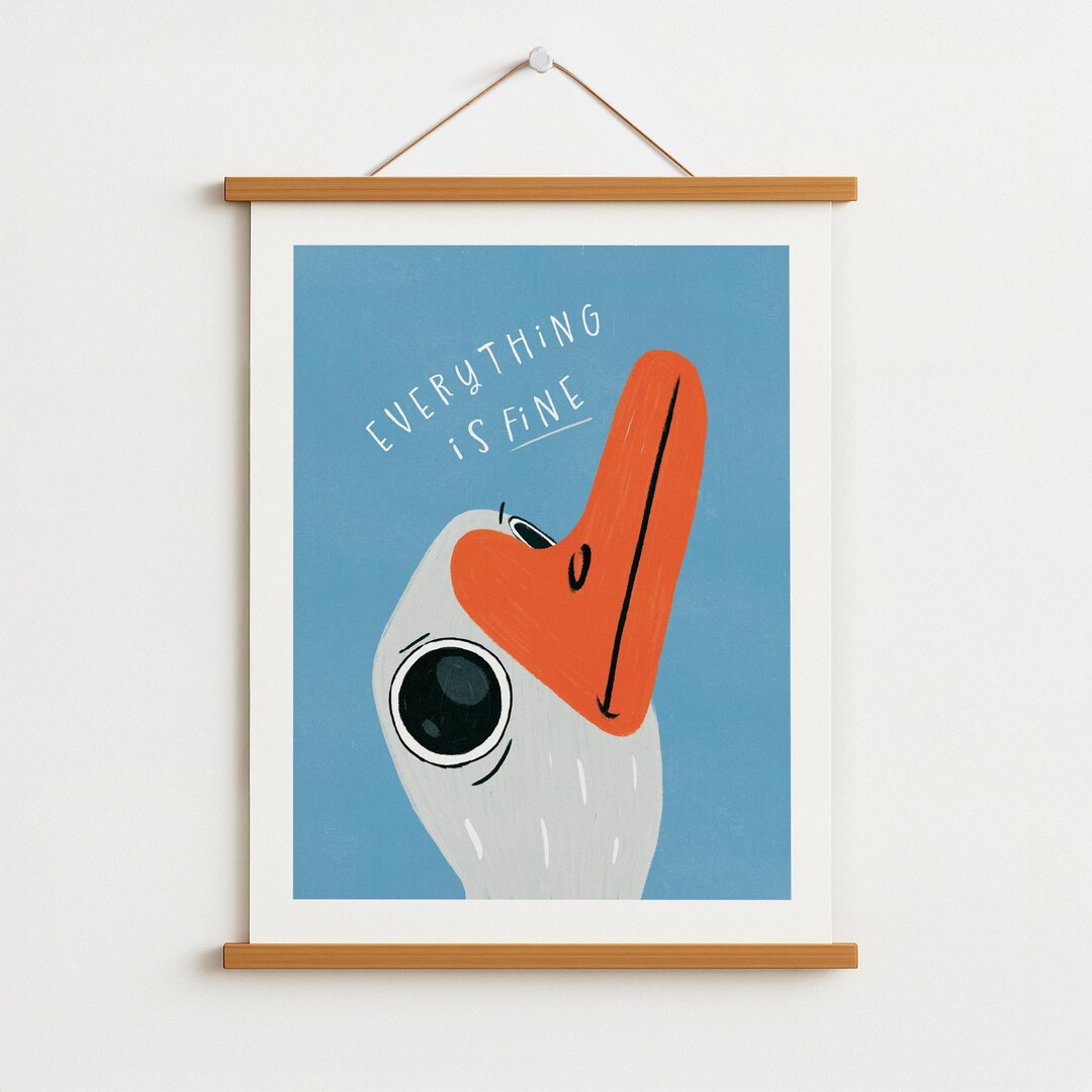 Grumpy Goose Art Print – Humorous Animal Illustration, Quirky Wall ...