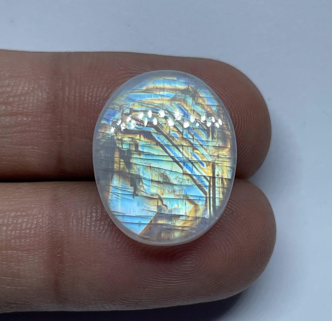 Authentic Rainbow Moonstone Oval Shape Cabochon Size 20.50x17mm | 19.30 ...