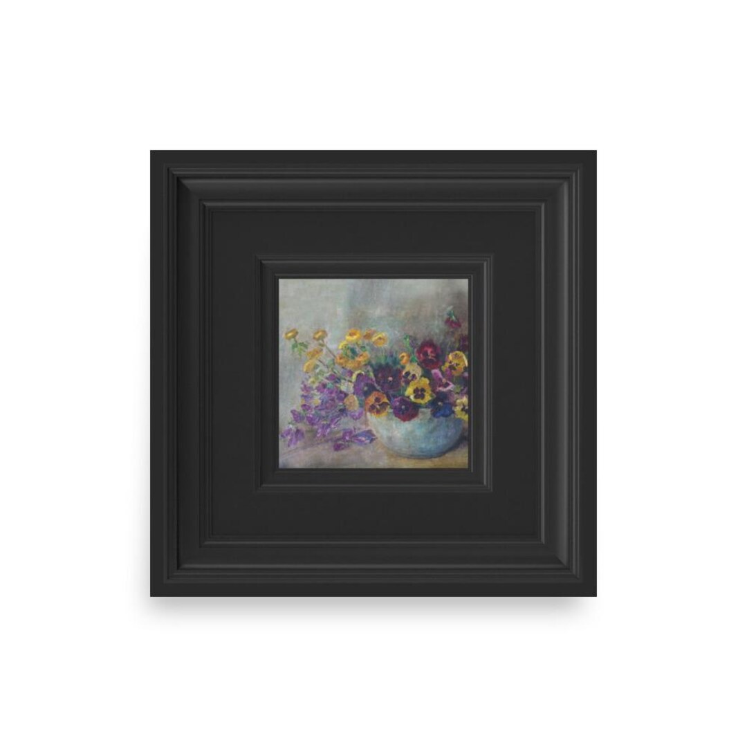 Miniature Pansies Antique Painting Art Print | Minimalist Flower Wall ...