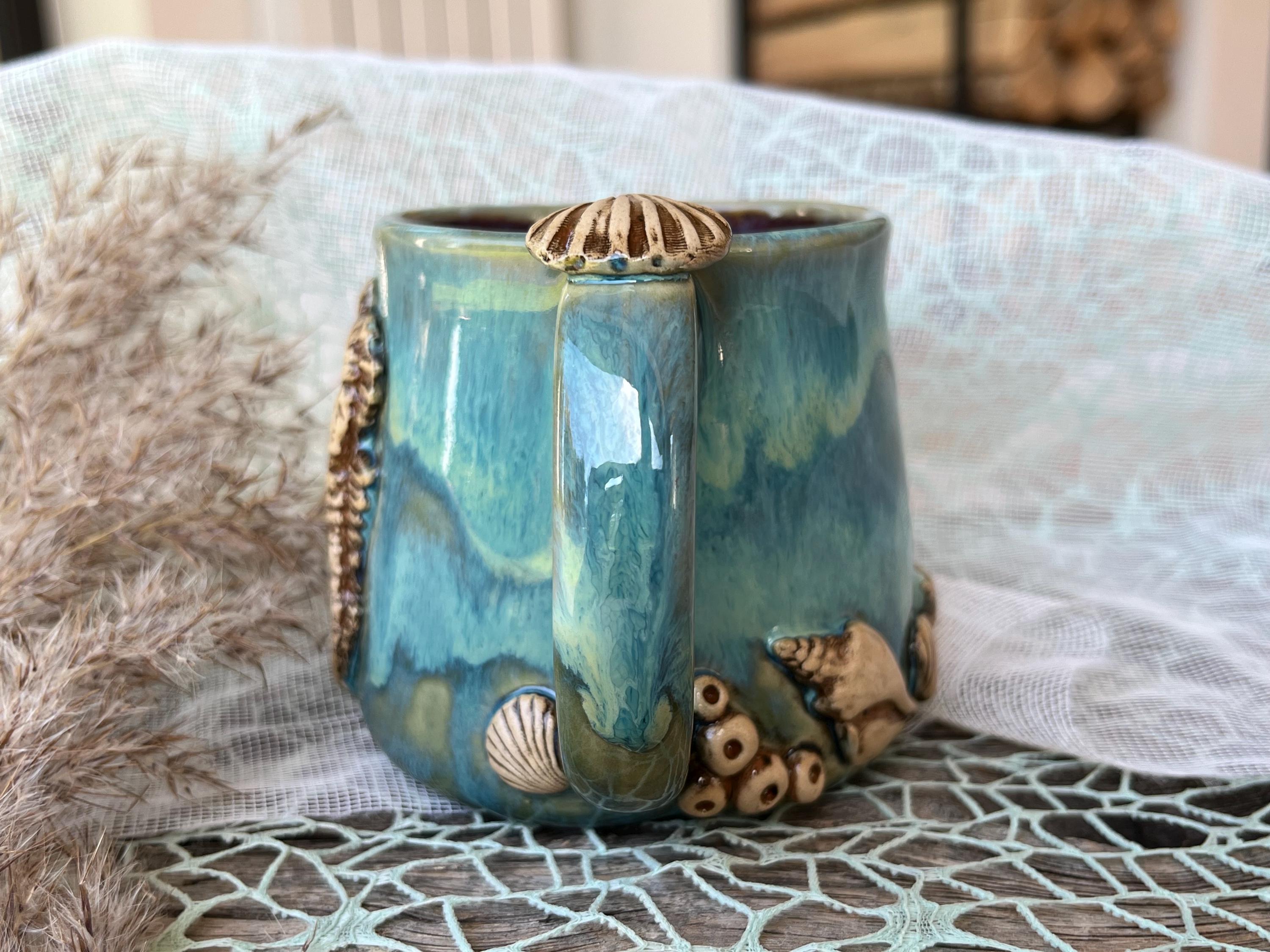 Ceramic Sea Horse Cup, 10 Fl Oz / 300 Ml, Seaside Coffee Cup, Wave Mug ...