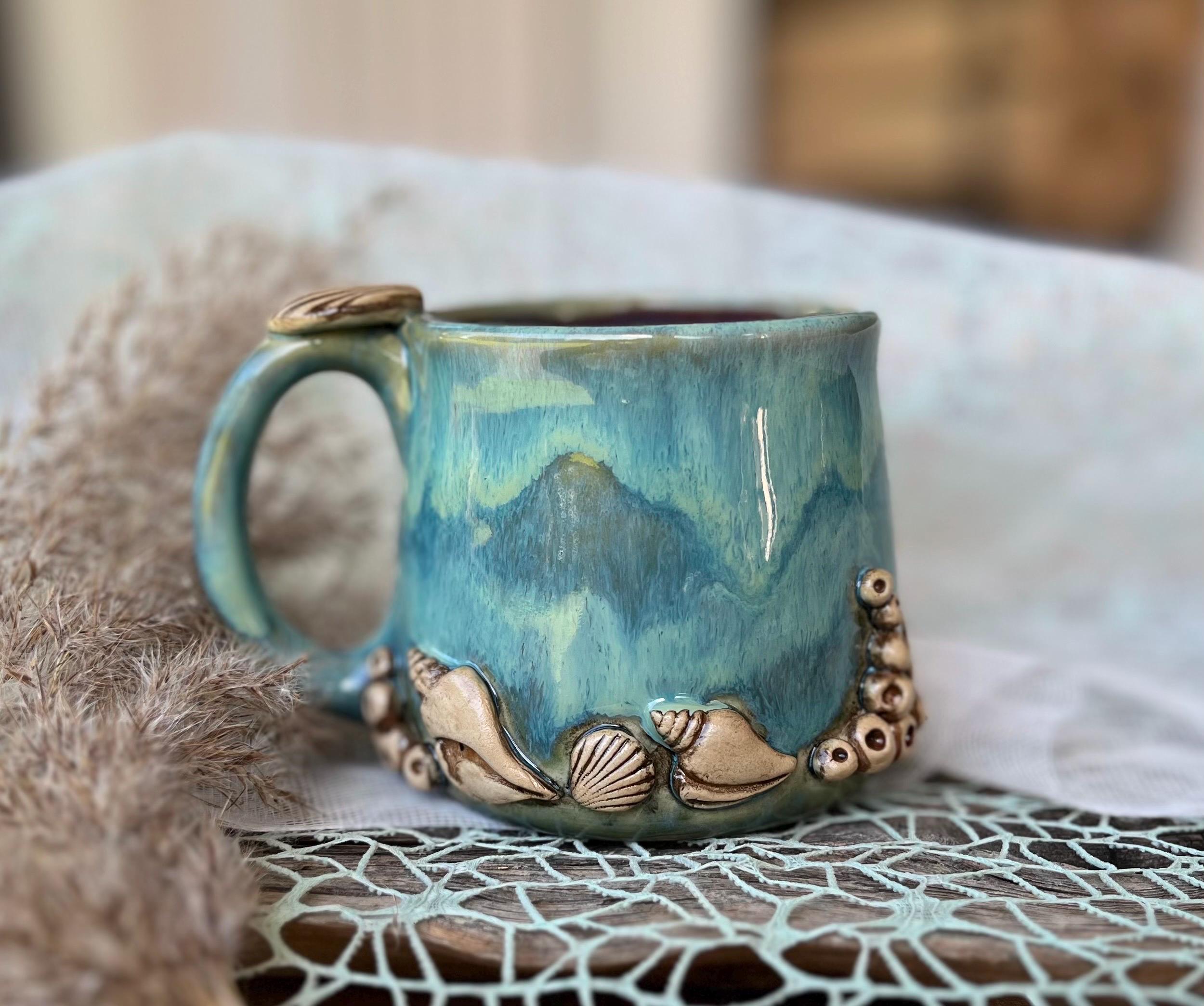 Ceramic Sea Horse Cup, 10 Fl Oz / 300 Ml, Seaside Coffee Cup, Wave Mug ...