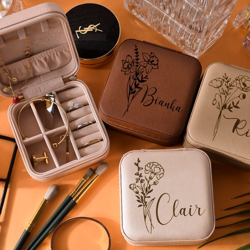 Personalized Bridesmaid Gift Travel Jewelry Case Wedding - Etsy