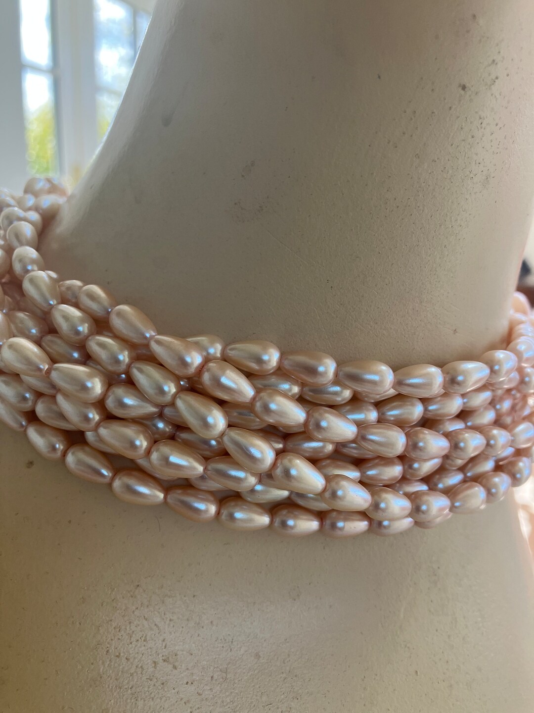 Carol Lee Multi String Peach Faux Pearl Choker - Etsy
