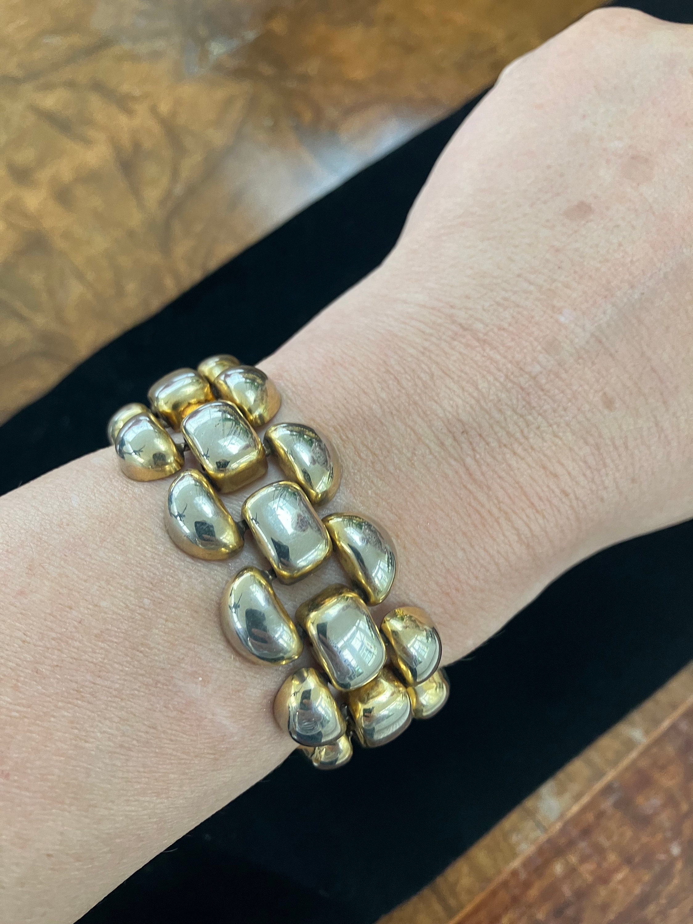 Statement 50s Gold Tone Link Bracelet - Etsy