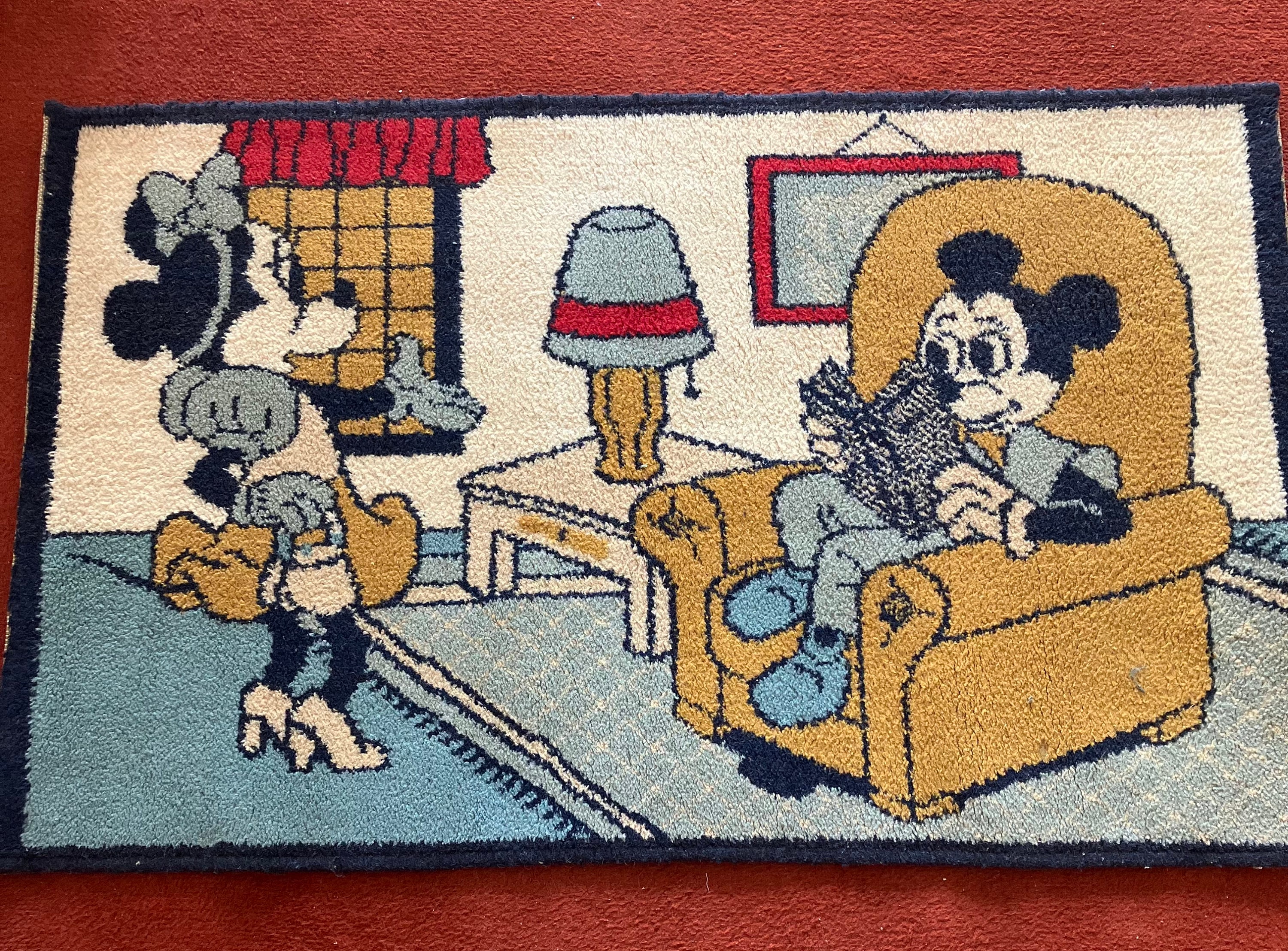 Rare Vintage Wool Mickey & Minnie Disney Rug - Etsy