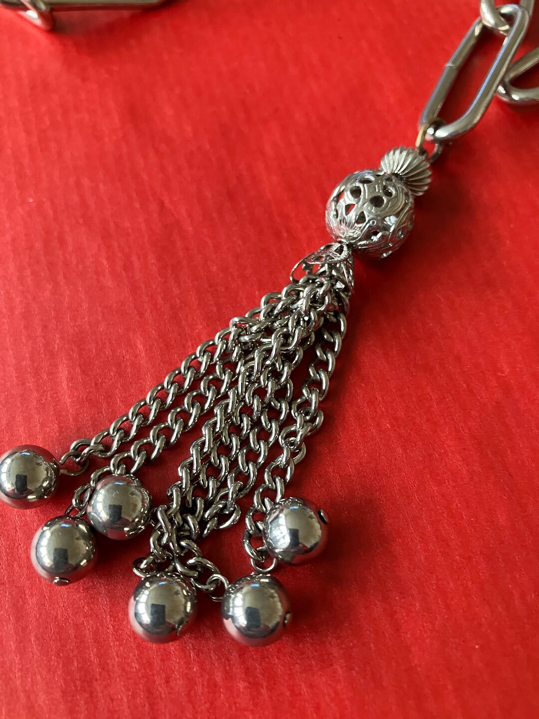 Vintage Paperclip Chain Belt With Tassel - Etsy