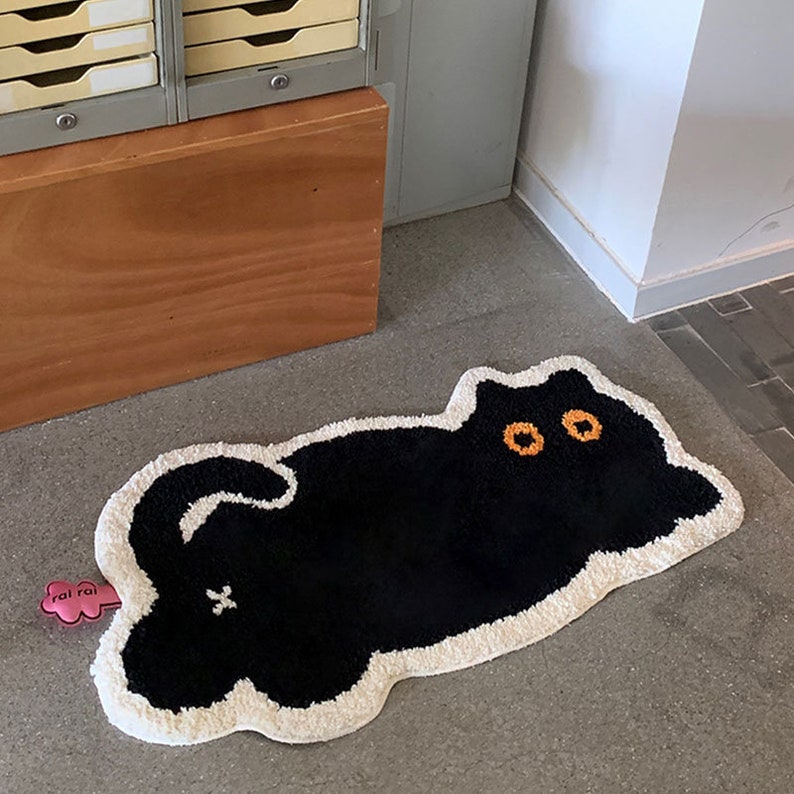 Funny Farting Kitten Rug Cute Black Cat Fluffy Rug Soft - Etsy