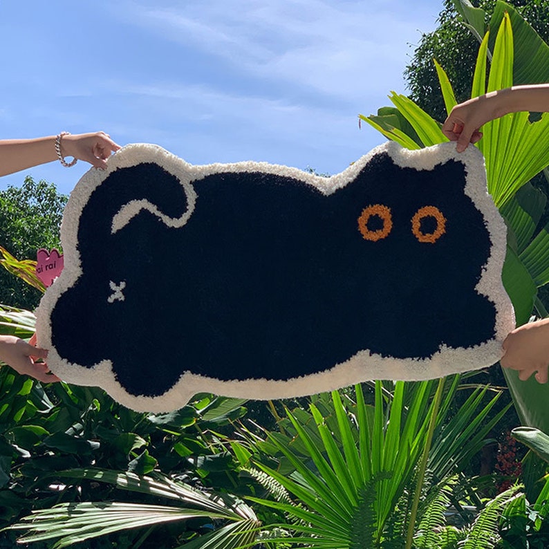 Funny Farting Kitten Rug Cute Black Cat Fluffy Rug Soft - Etsy