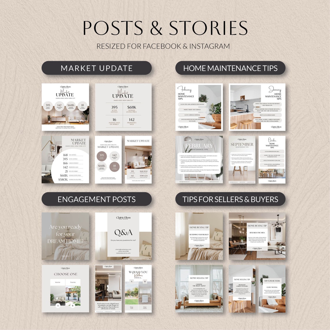 Modern Real Estate Marketing Template Bundle, Real Estate Agent Social ...