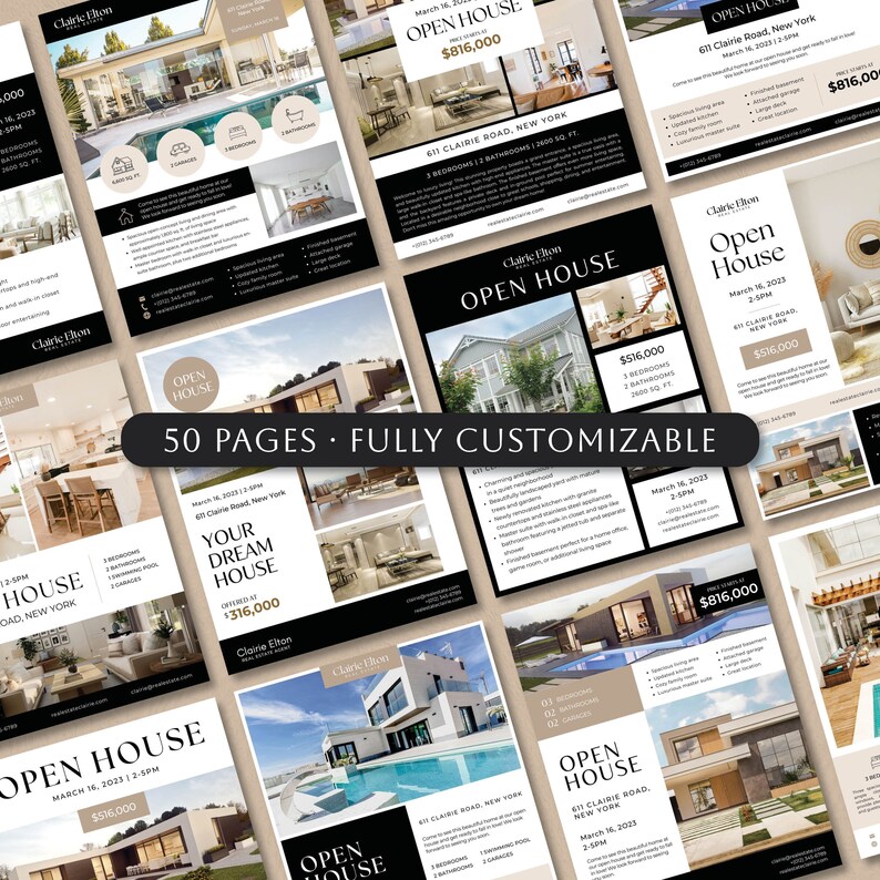 Printable Open House Flyer Template Bundle, Real Estate Marketing Kit ...