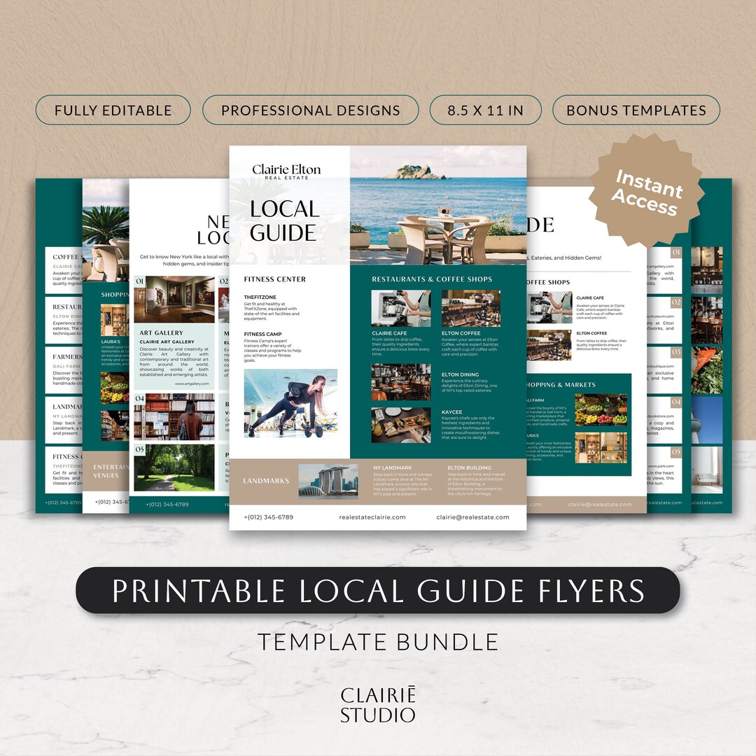 Printable Local Guide Template Bundle, Real Estate Marketing Kit ...