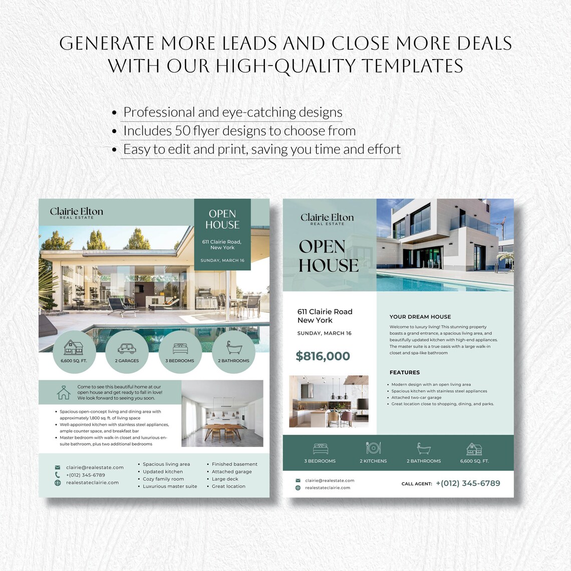 Printable Open House Flyer Template Bundle Real Estate - Etsy