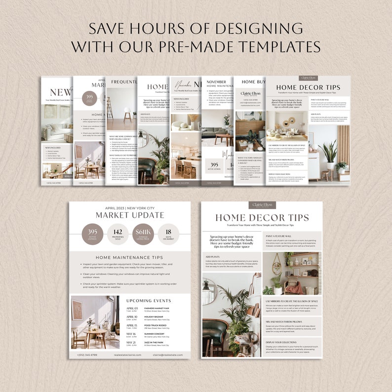 Printable Newsletter Template Bundle, Real Estate Marketing Kit ...