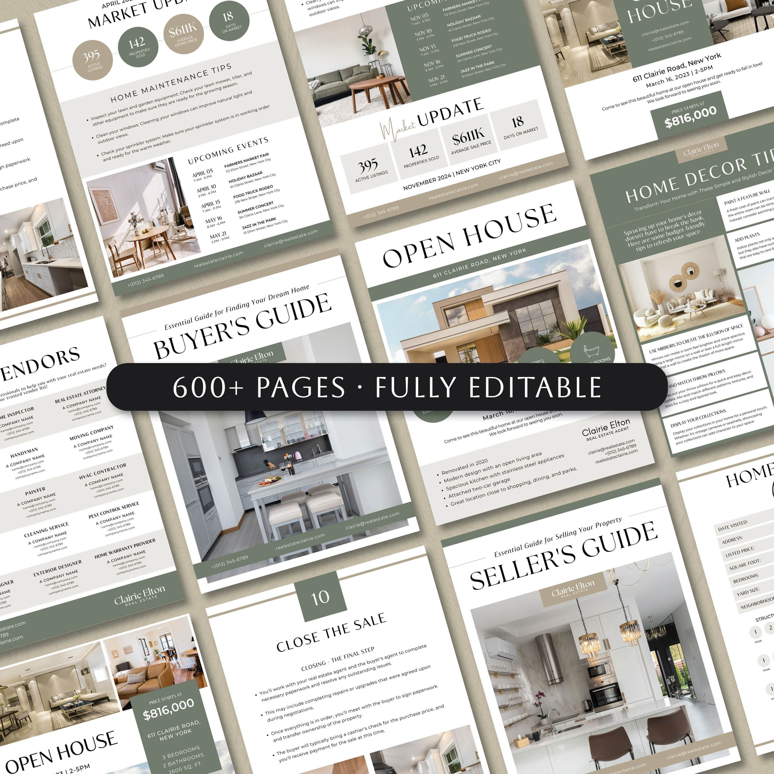 Modern Real Estate Marketing Kit, Buyer & Seller Packet Template Bundle ...