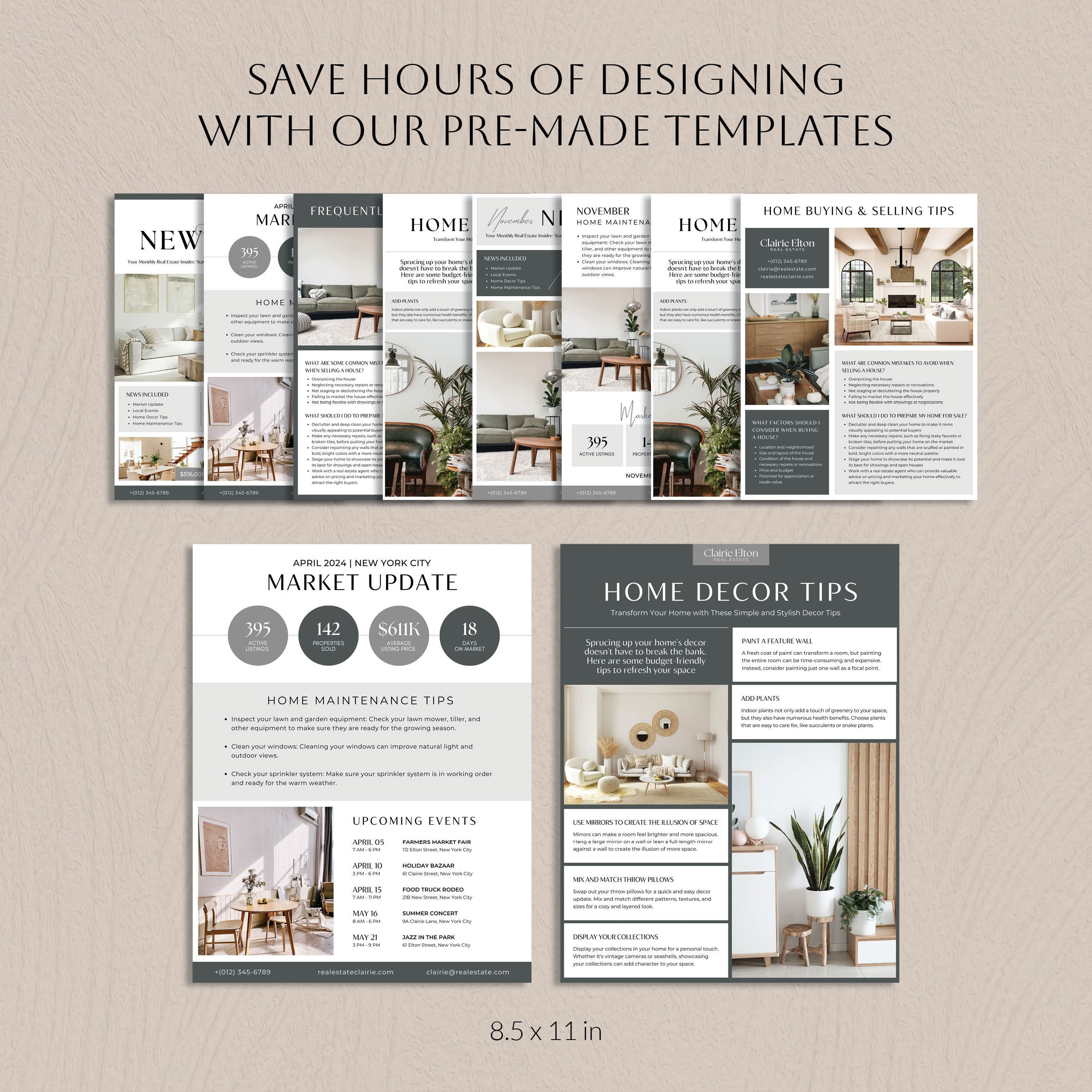 Printable Newsletter Template Bundle, Real Estate Marketing Kit ...