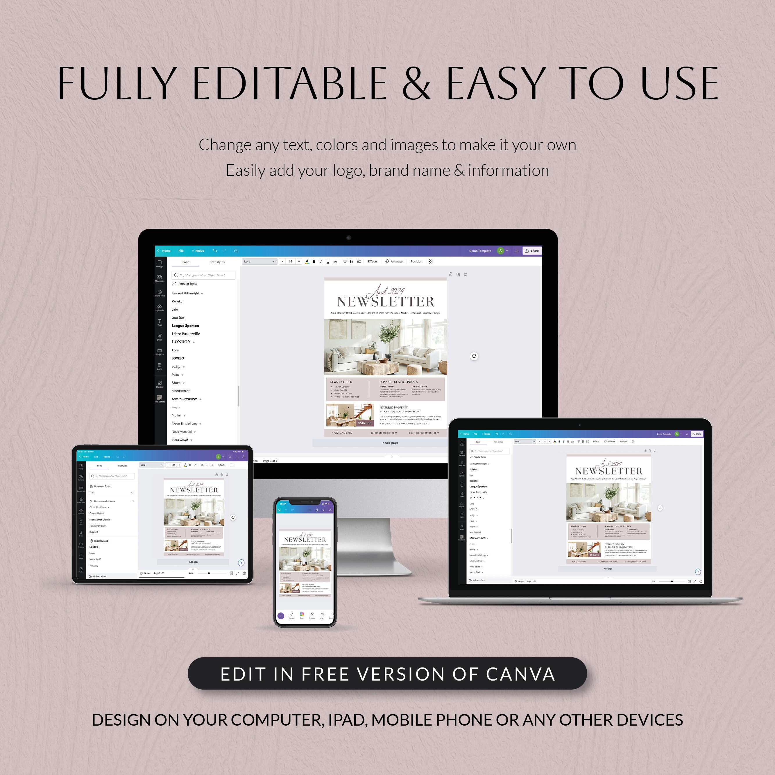 Printable Newsletter Template Bundle, Real Estate Marketing Kit ...