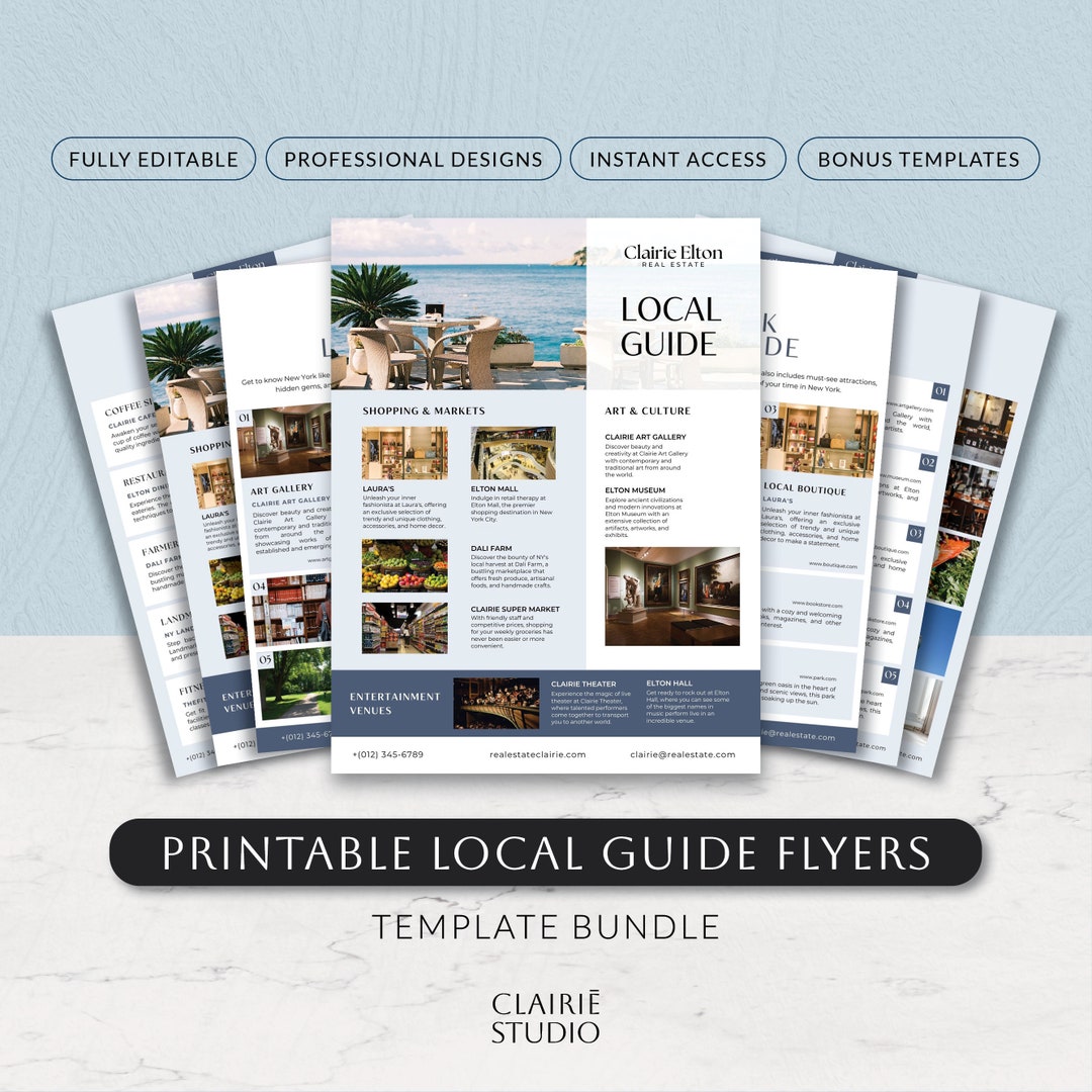 Printable Local Guide Template Bundle, Real Estate Marketing Kit ...