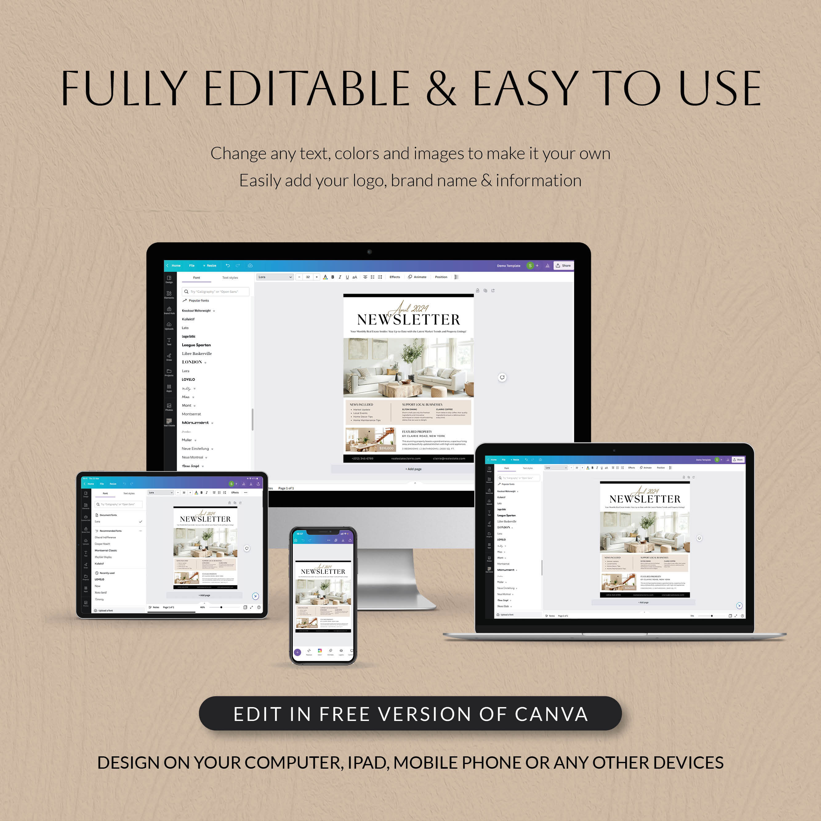 Printable Newsletter Template Bundle, Real Estate Marketing Kit ...