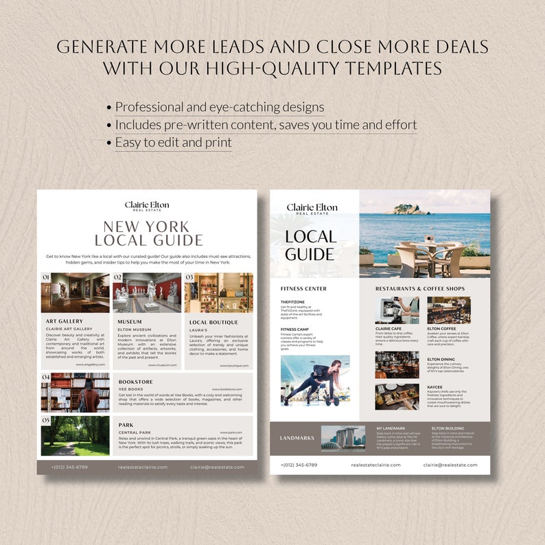 Printable Local Guide Template Bundle, Real Estate Marketing Kit ...