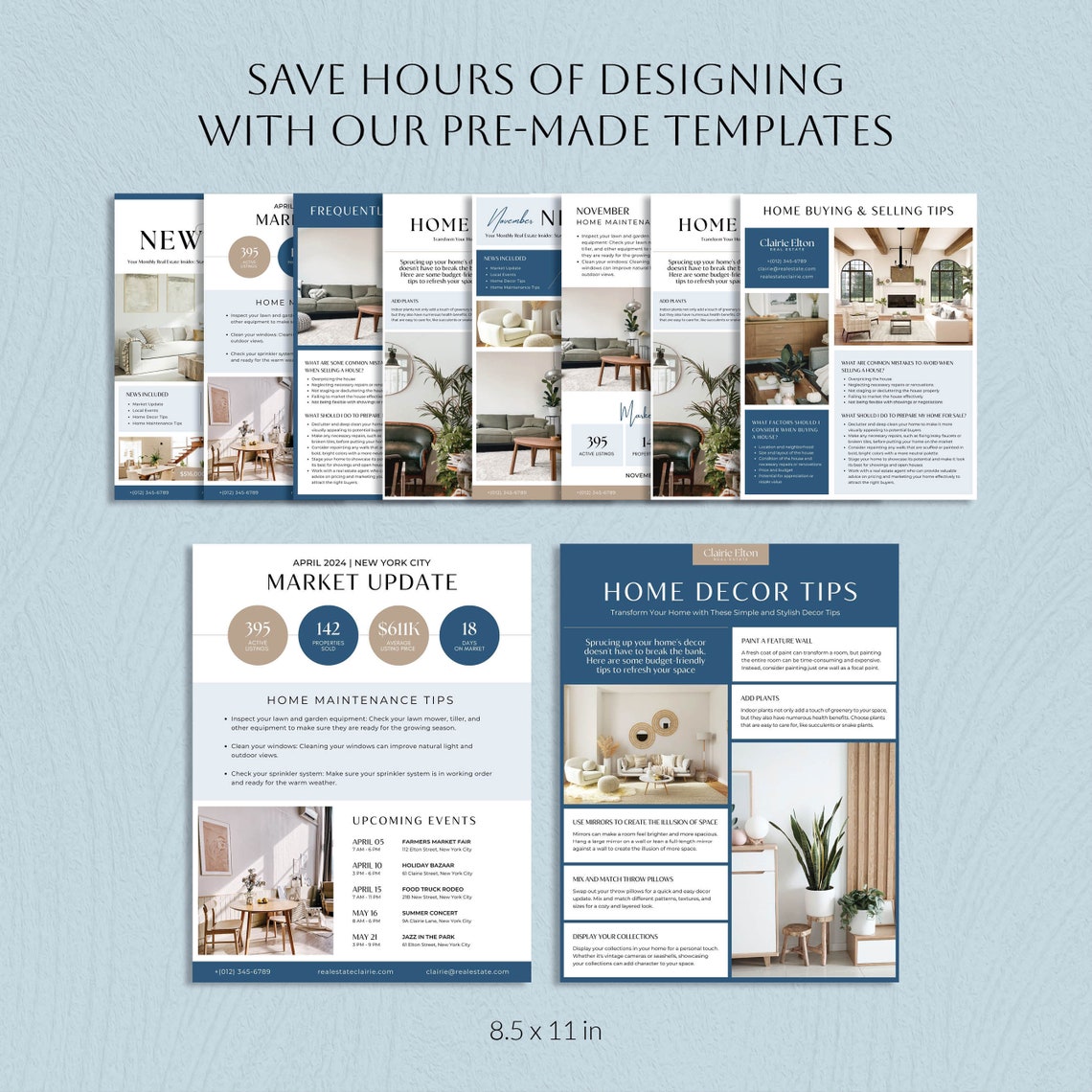 Printable Navy Newsletter Template Bundle Real Estate - Etsy