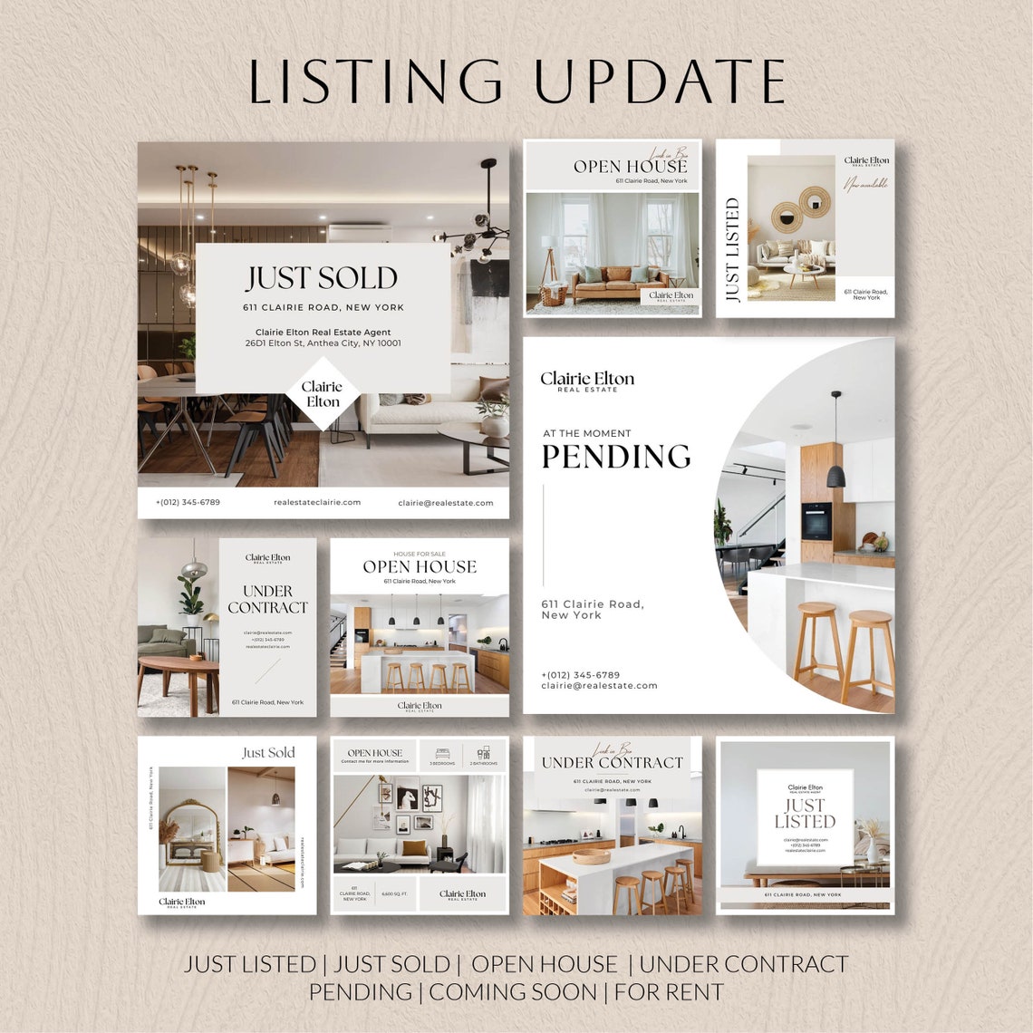 Modern Real Estate Marketing Template Bundle, Real Estate Agent Social ...