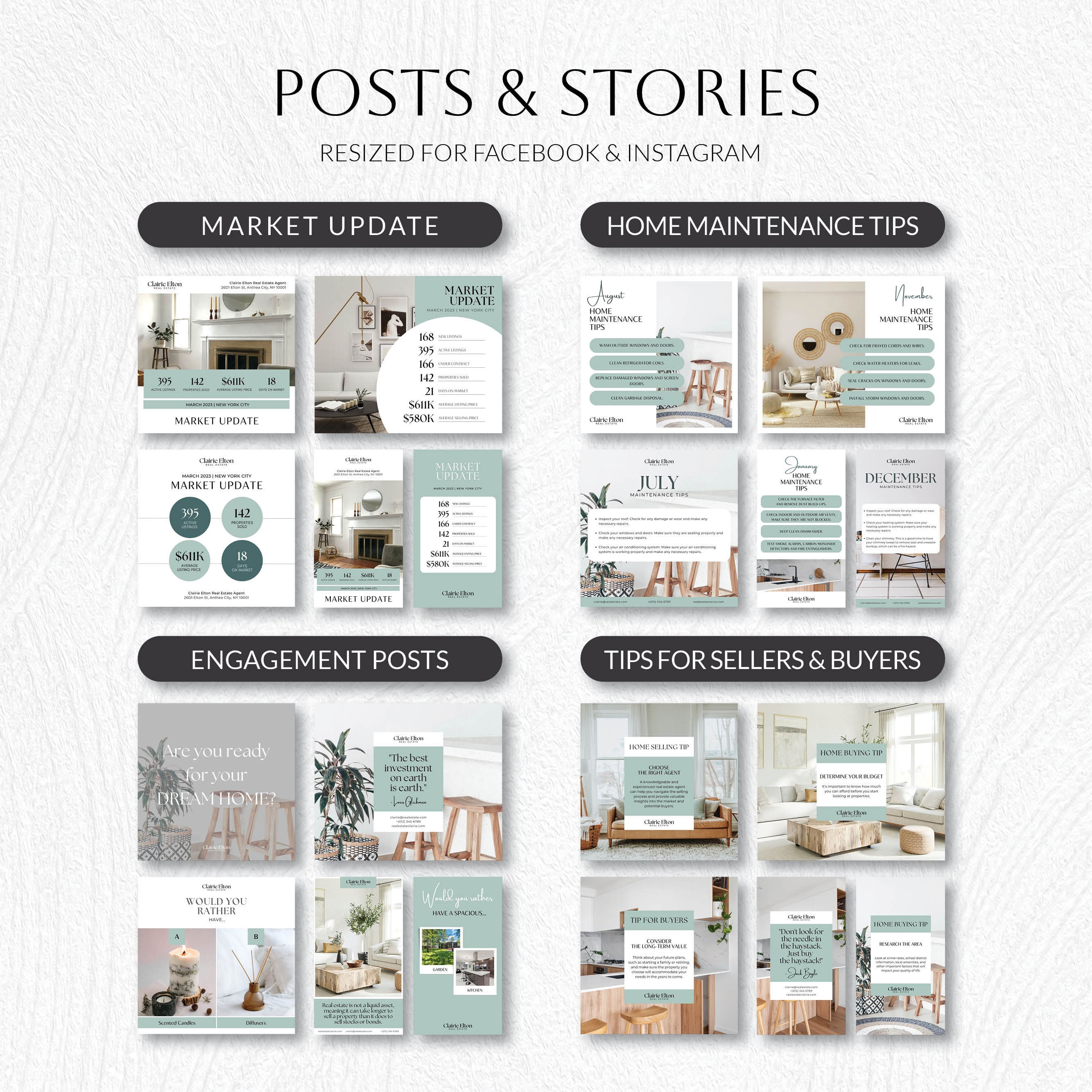 Minimal Real Estate Marketing Kit, Real Estate Agent Social Media ...