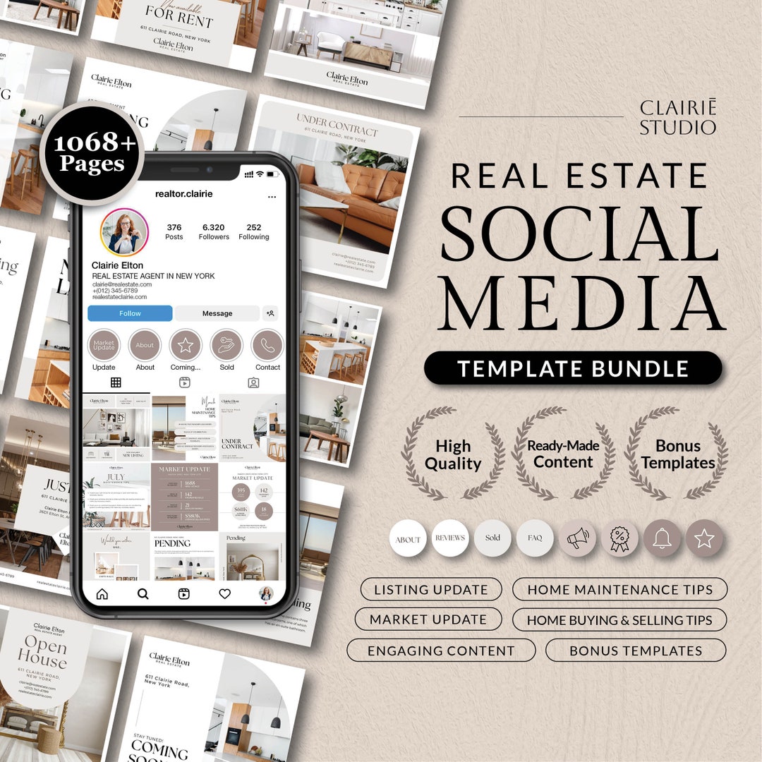 Modern Real Estate Marketing Template Bundle, Real Estate Agent Social ...