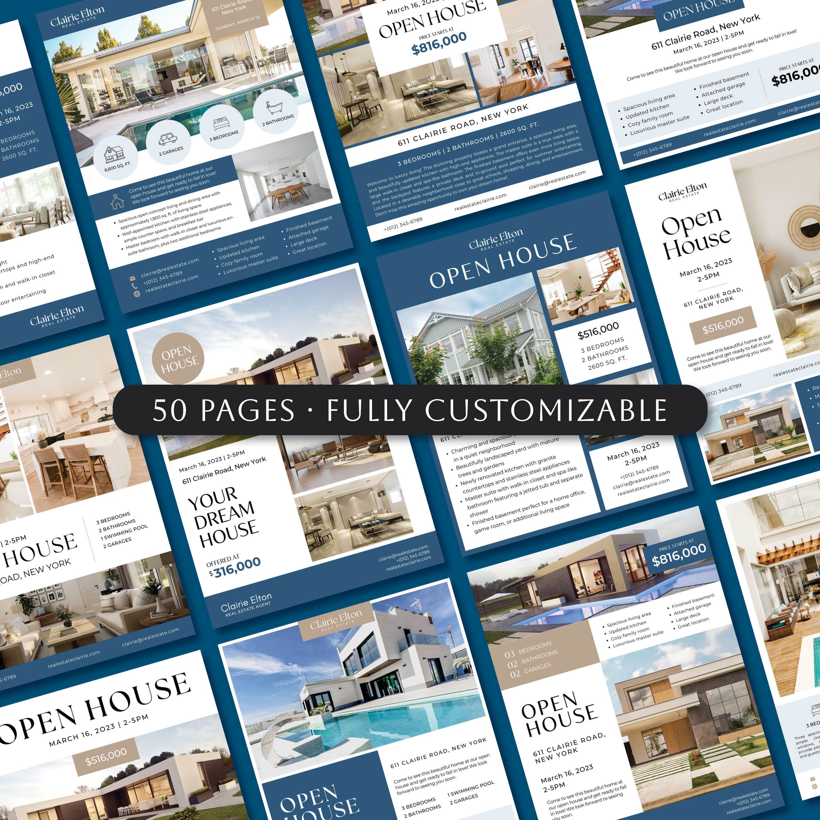 Open House Flyer Template Bundle Printable Real Estate - Etsy