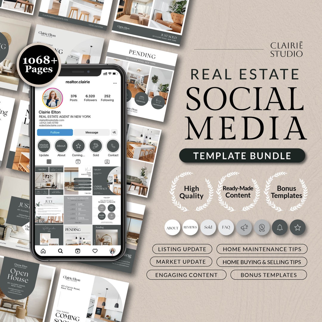 Real Estate Marketing Template Bundle, Real Estate Agent Social Media ...