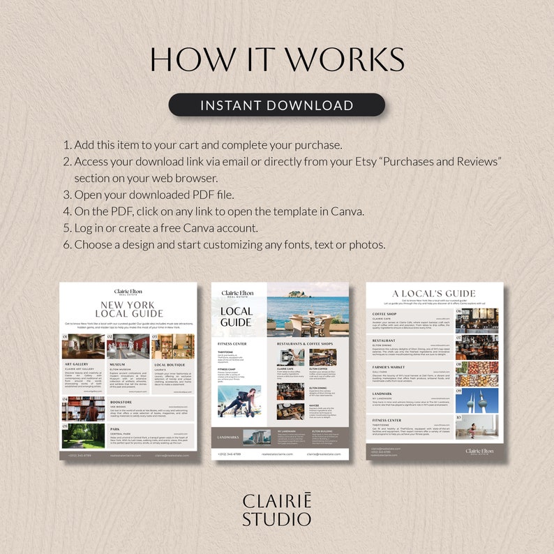 Printable Local Guide Template Bundle, Real Estate Marketing Kit ...