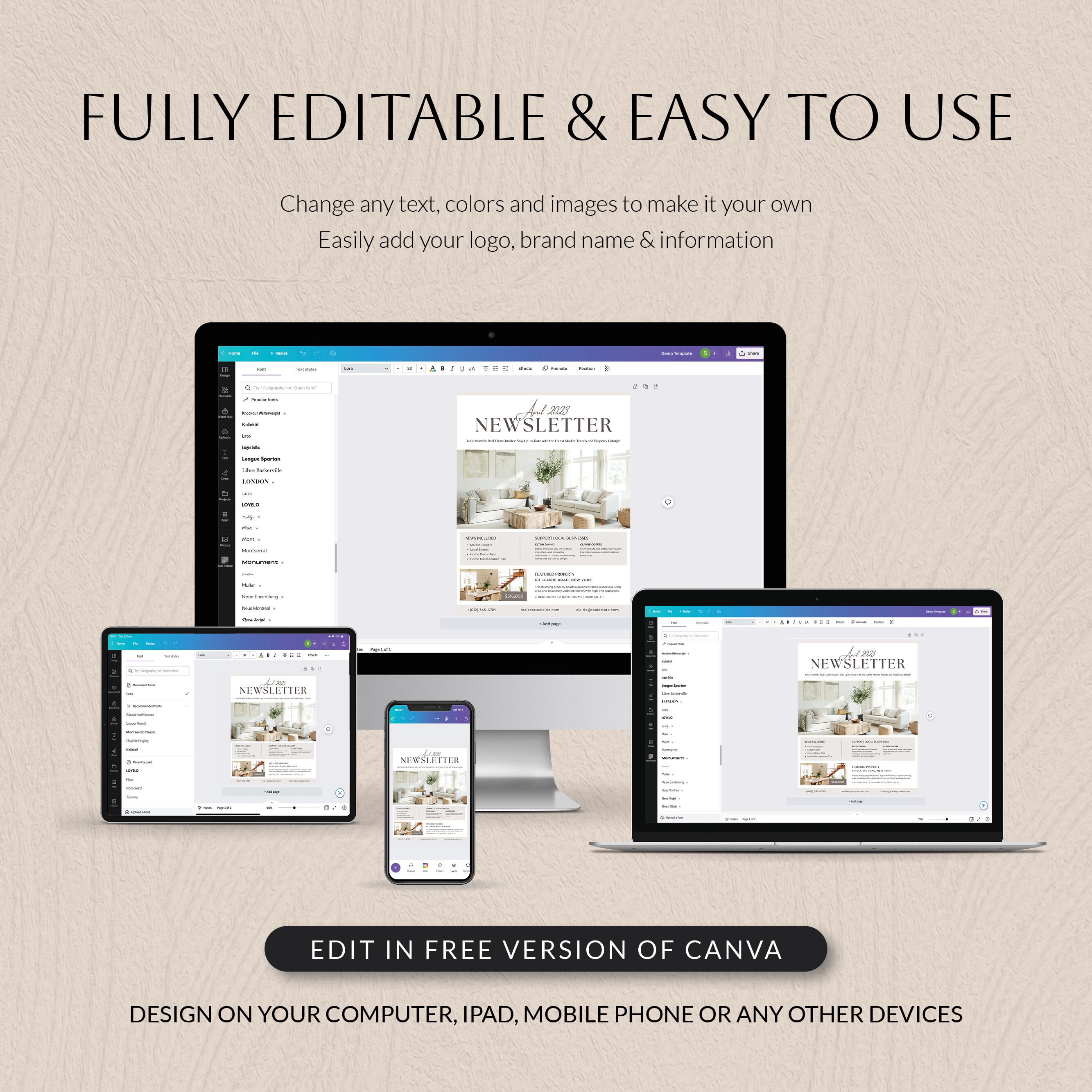 Printable Newsletter Template Bundle, Real Estate Marketing Kit ...