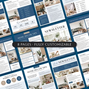 Printable Navy Newsletter Template Bundle, Real Estate Marketing Kit ...