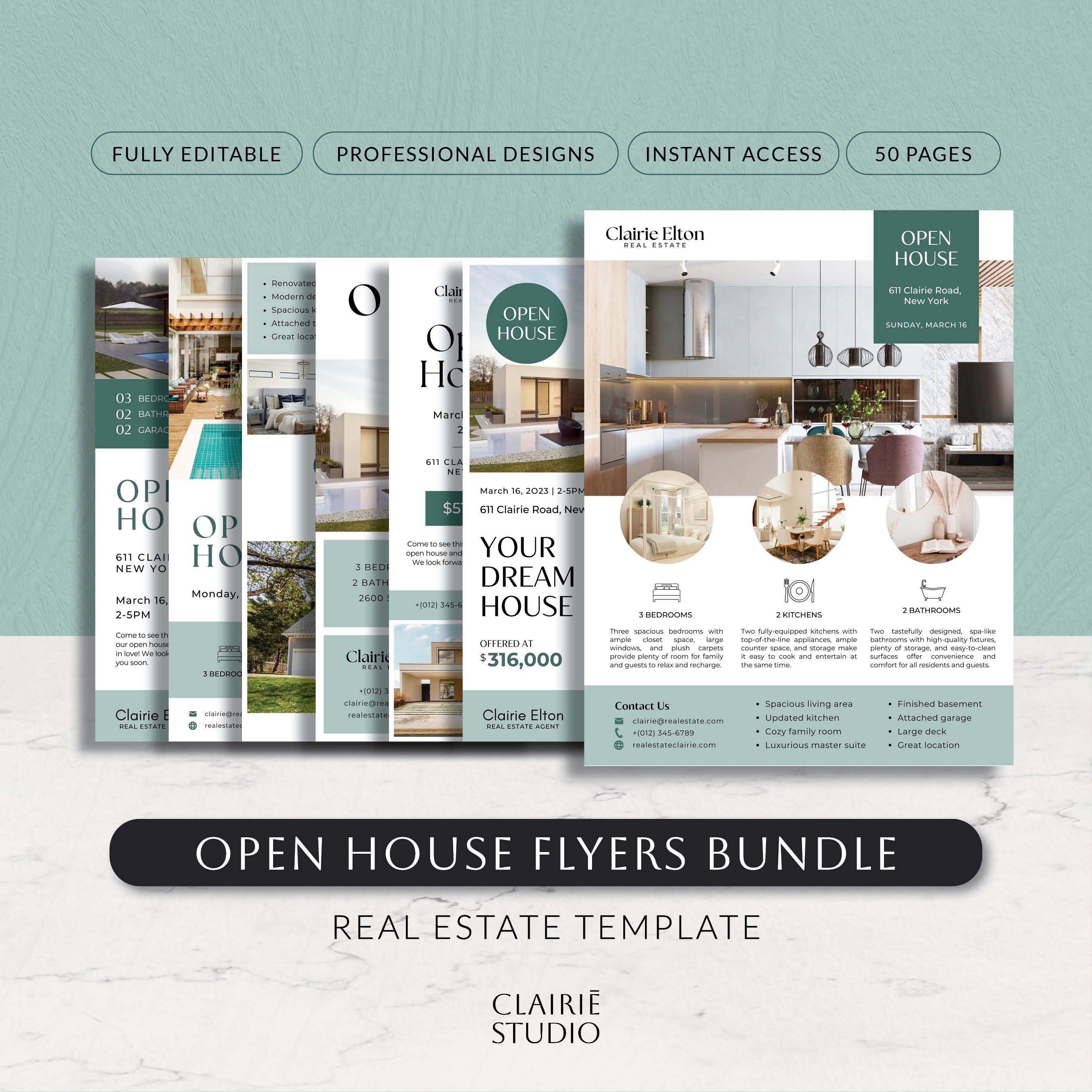 Printable Open House Flyer Template Bundle Real Estate - Etsy