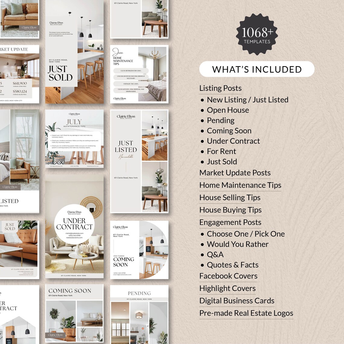 Modern Real Estate Marketing Template Bundle, Real Estate Agent Social ...