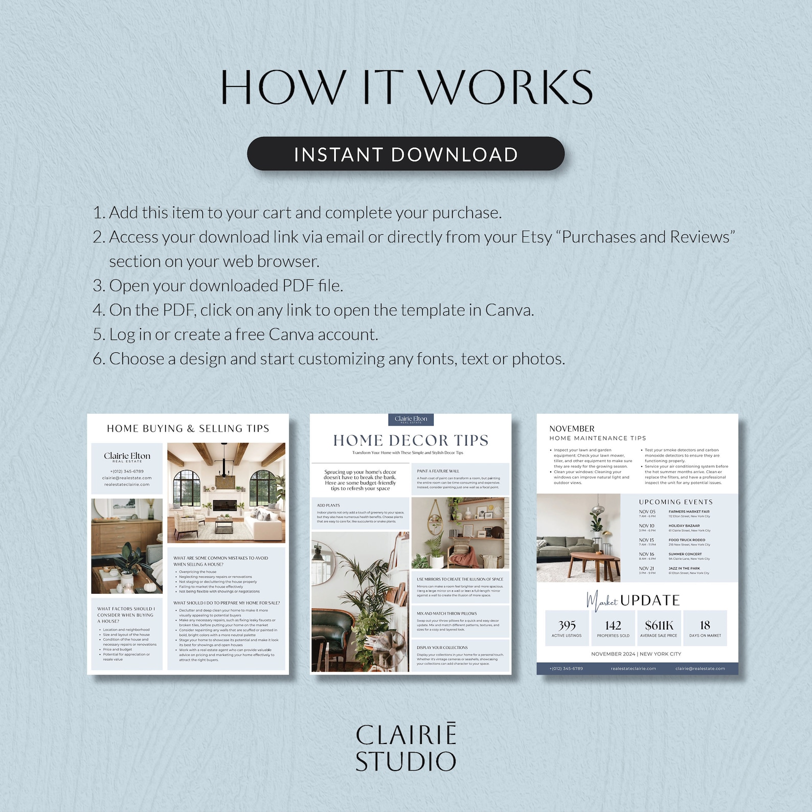 Printable Newsletter Template Bundle, Real Estate Marketing Kit ...