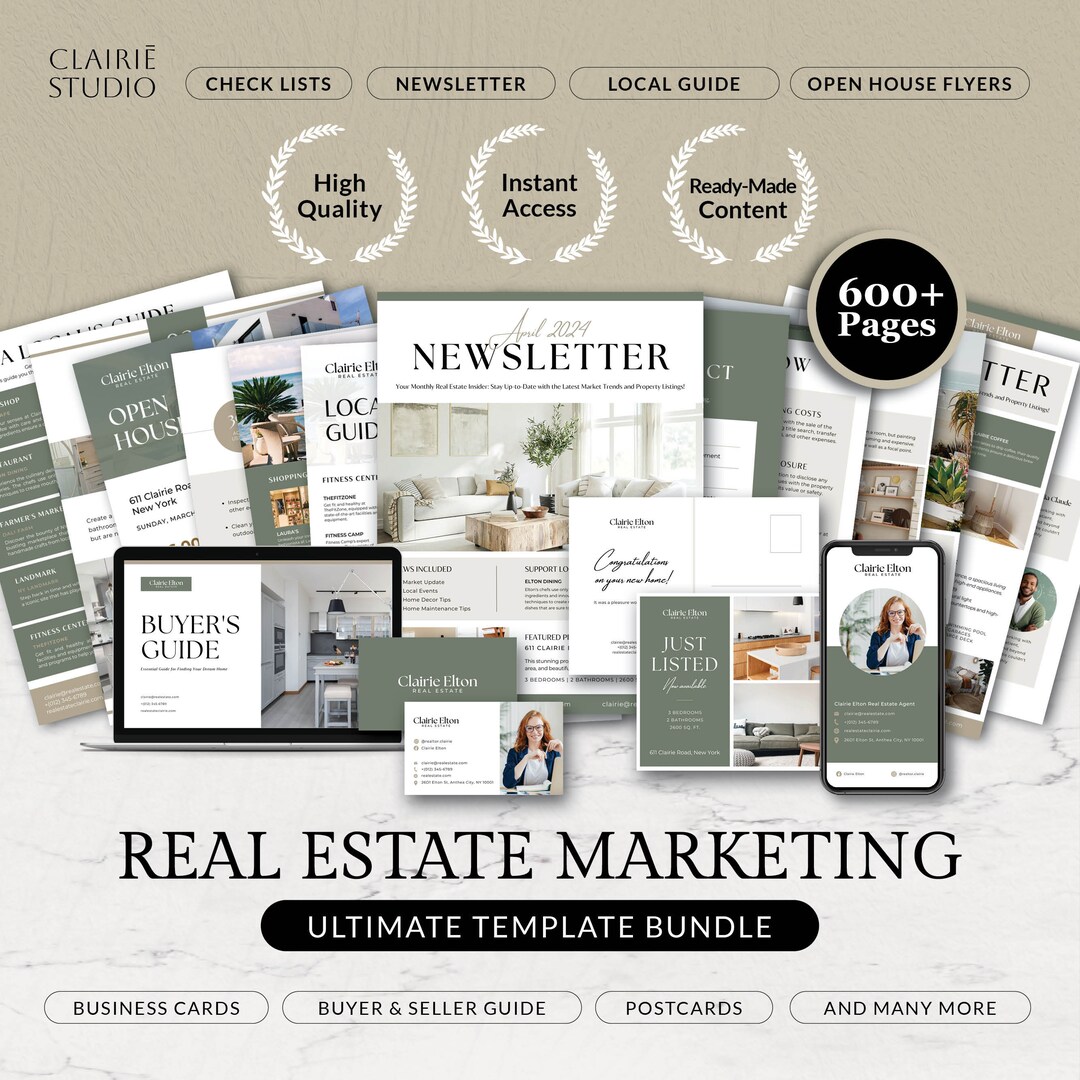 Modern Real Estate Marketing Kit, Buyer & Seller Packet Template Bundle ...