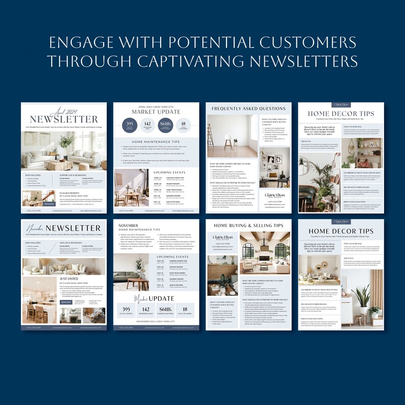 Printable Newsletter Template Bundle, Real Estate Marketing Kit ...